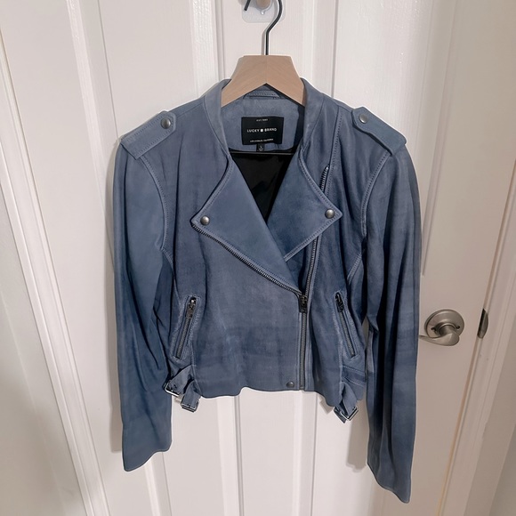 Lucky Brand | Jackets & Coats | Lucky Brand Dusty Blue Leather Jacket ...